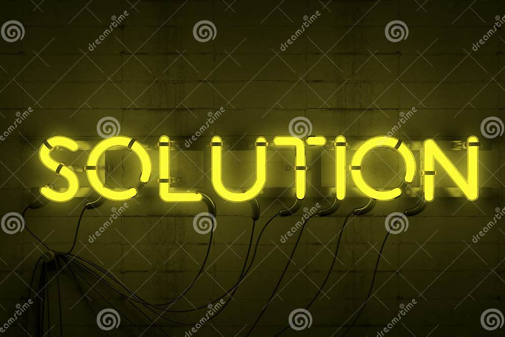 Solution Neon Sign stock image. Image of dimensional - 57324225