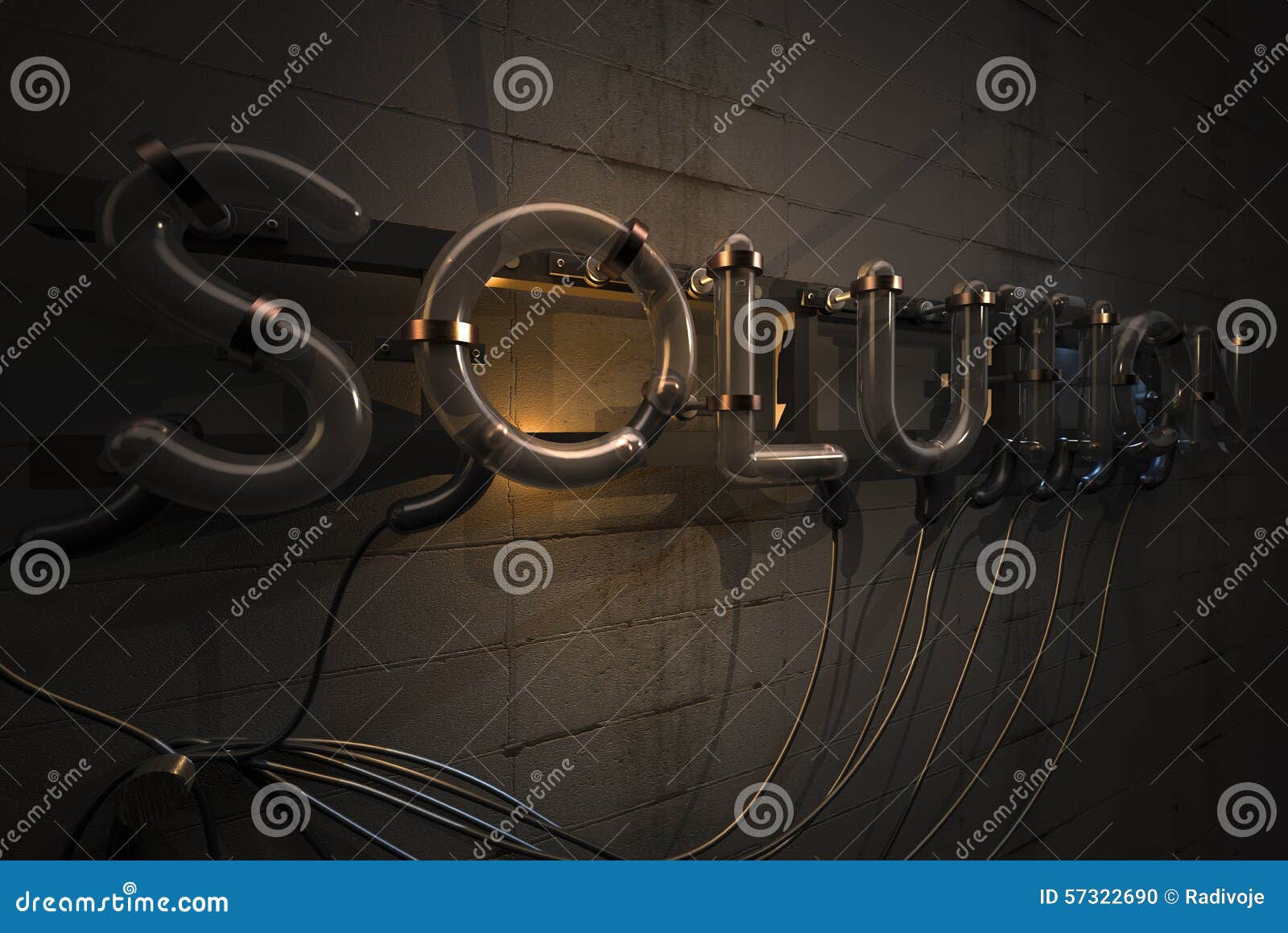 Solution Neon Sign stock illustration. Illustration of backgrounds ...