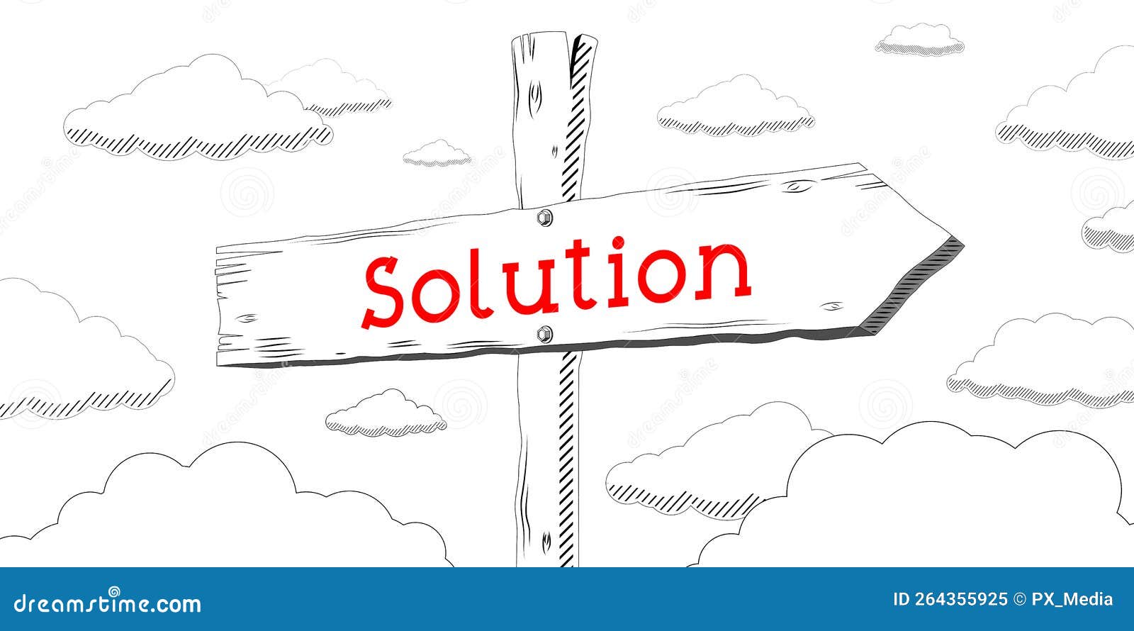 Solution - Outline Signpost with One Arrow Stock Illustration ...