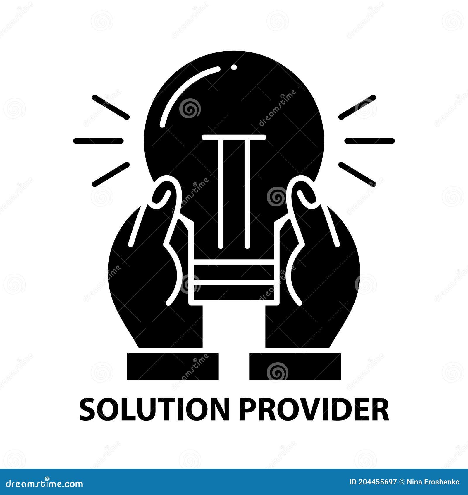 Solution Provider Icon, Black Vector Sign with Editable Strokes ...