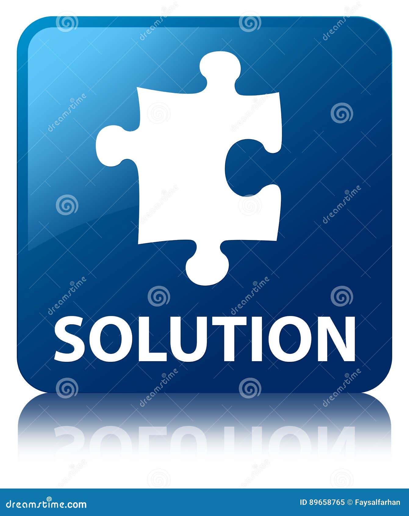 Solution (puzzle Icon) Blue Square Button Stock Illustration ...