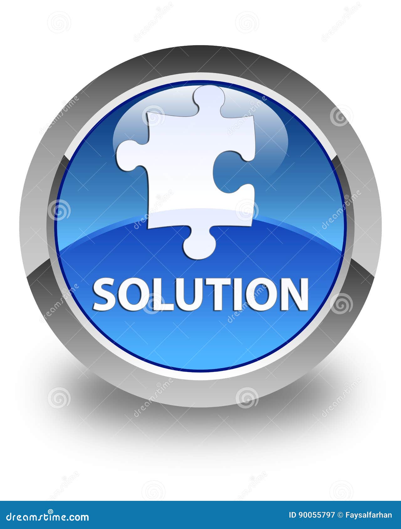 Solution (puzzle Icon) Glossy Blue Round Button Stock Illustration ...