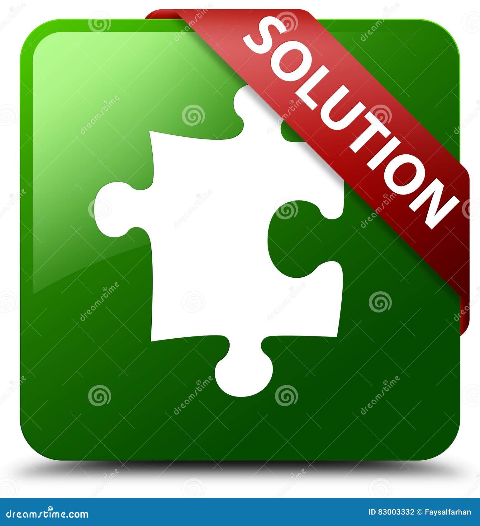 Solution Puzzle Icon Green Square Button Stock Illustration ...