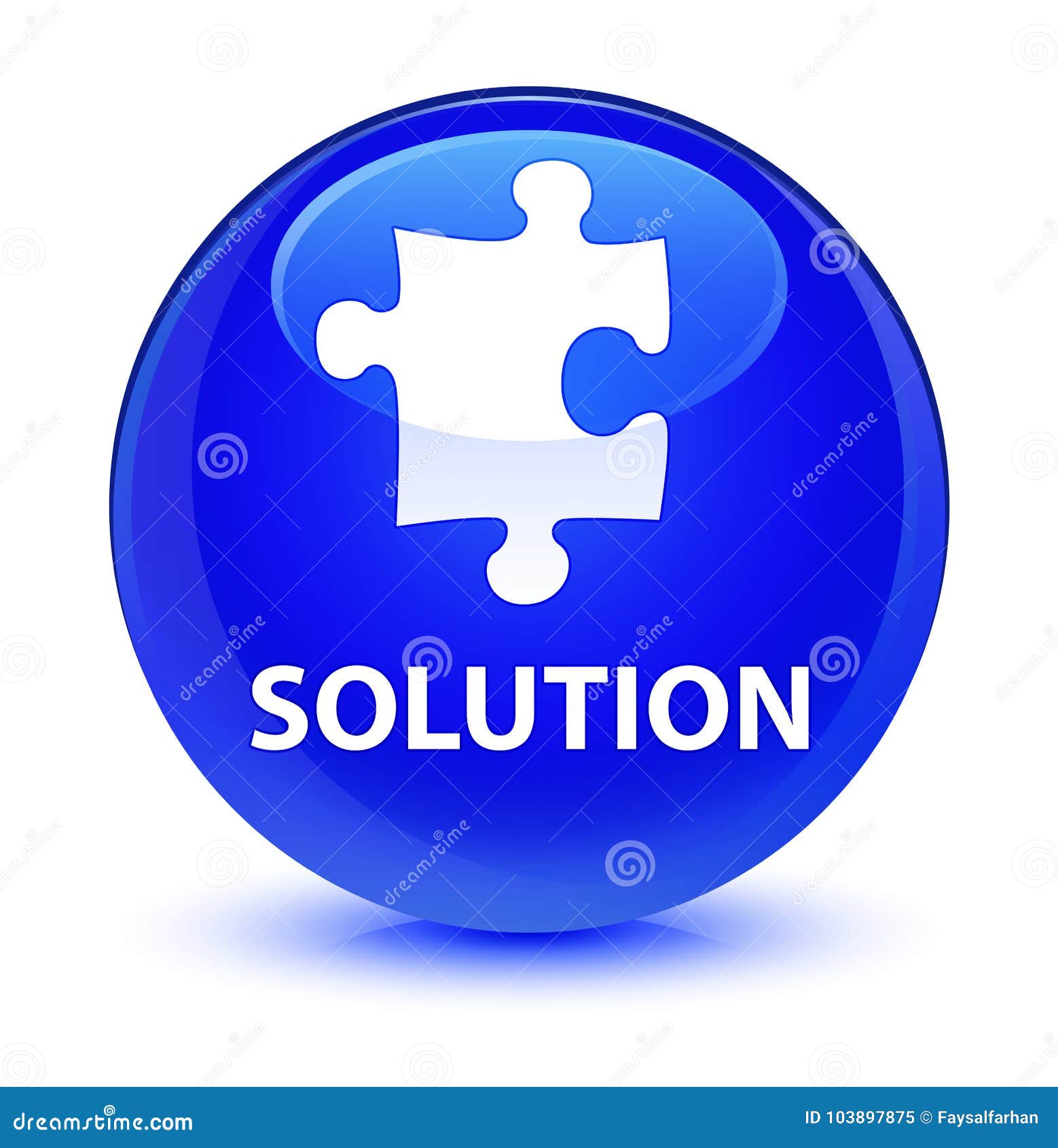Solution (puzzle Icon) Glassy Blue Round Button Stock Illustration ...