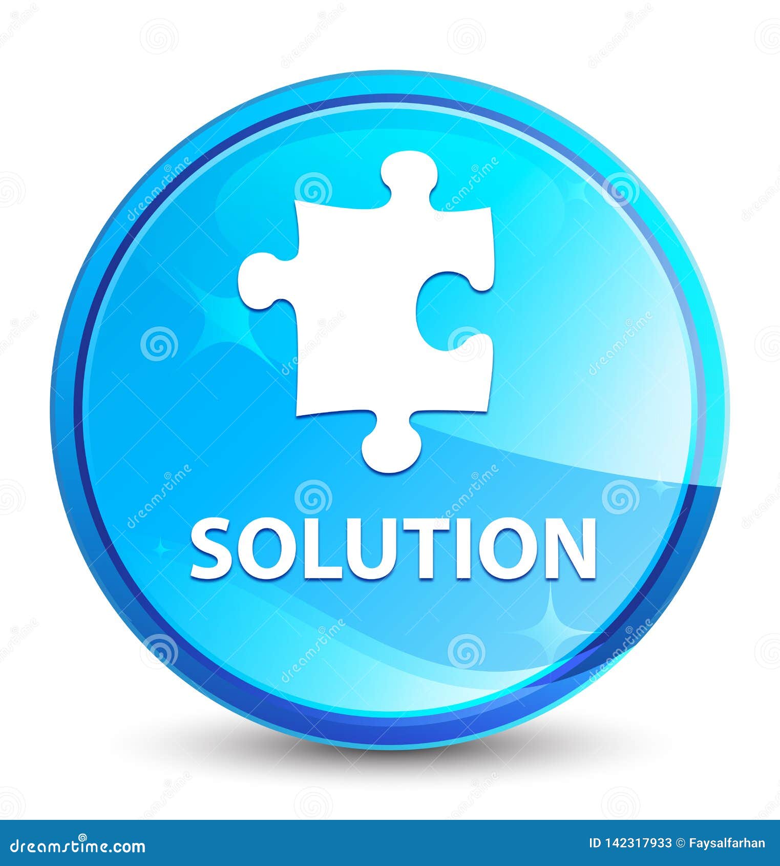 Solution (puzzle Icon) Splash Natural Blue Round Button Stock Vector ...