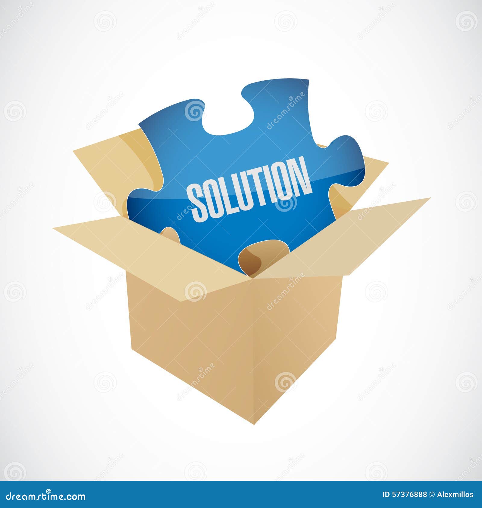 Solution Puzzle Piece Inside Box Stock Illustration - Illustration of ...