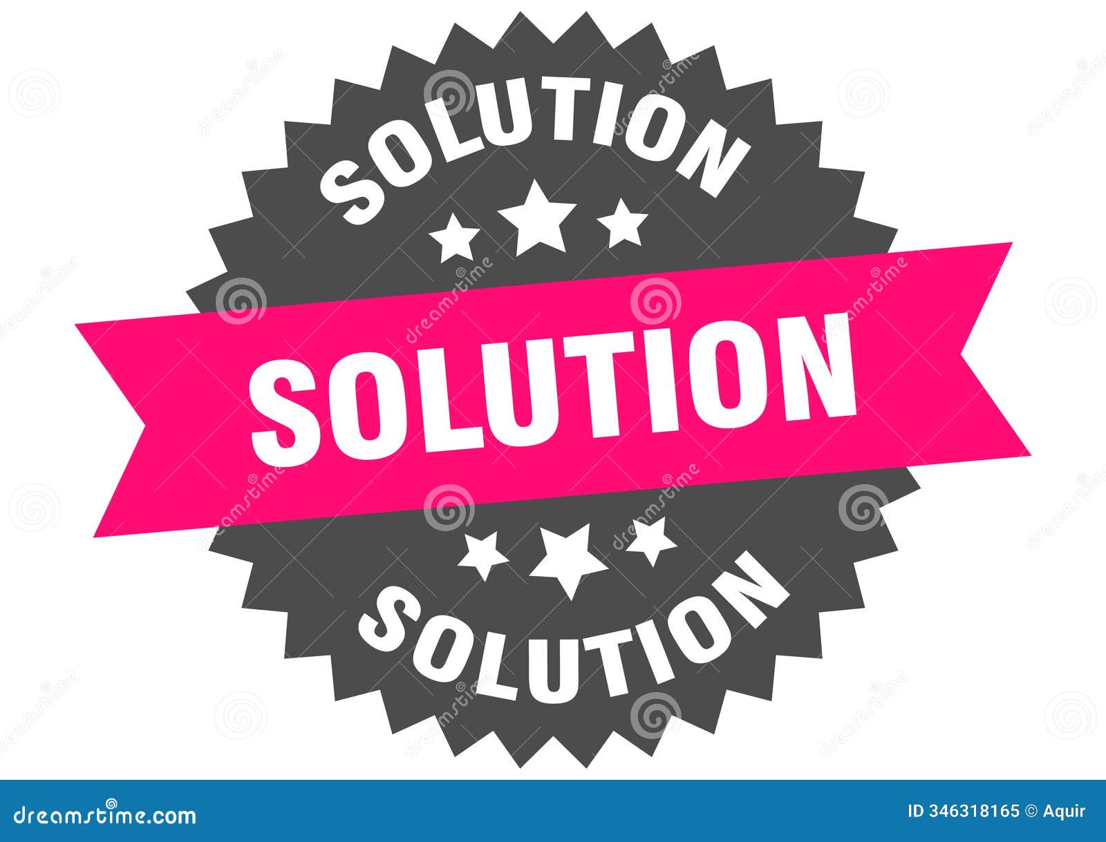 Solution. Solution Round Pink Label Isolated on Transparent Background ...