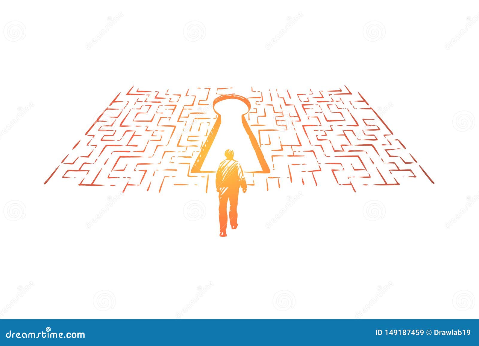 Solution Searching, Man Finding Exit in Labyrinth, Difficult and ...