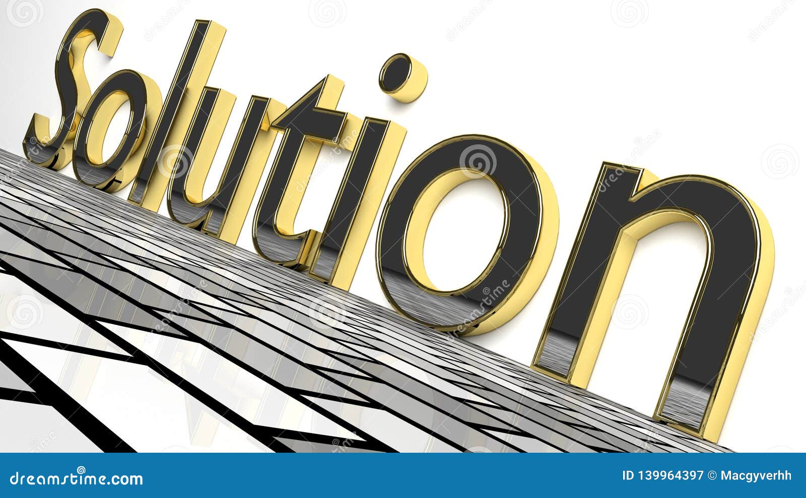Solution Sign in Gold and Glossy Letters Stock Illustration ...