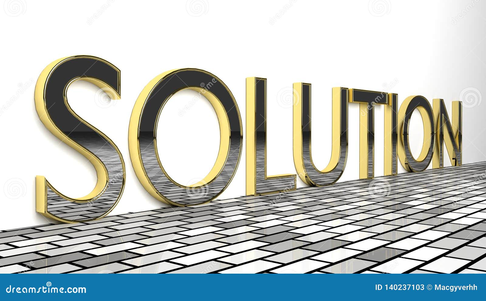 Solution Sign in Gold and Glossy Letters Stock Illustration ...