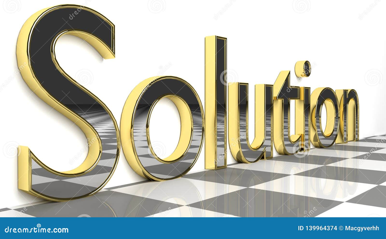 Solution Sign in Gold and Glossy Letters Stock Illustration ...