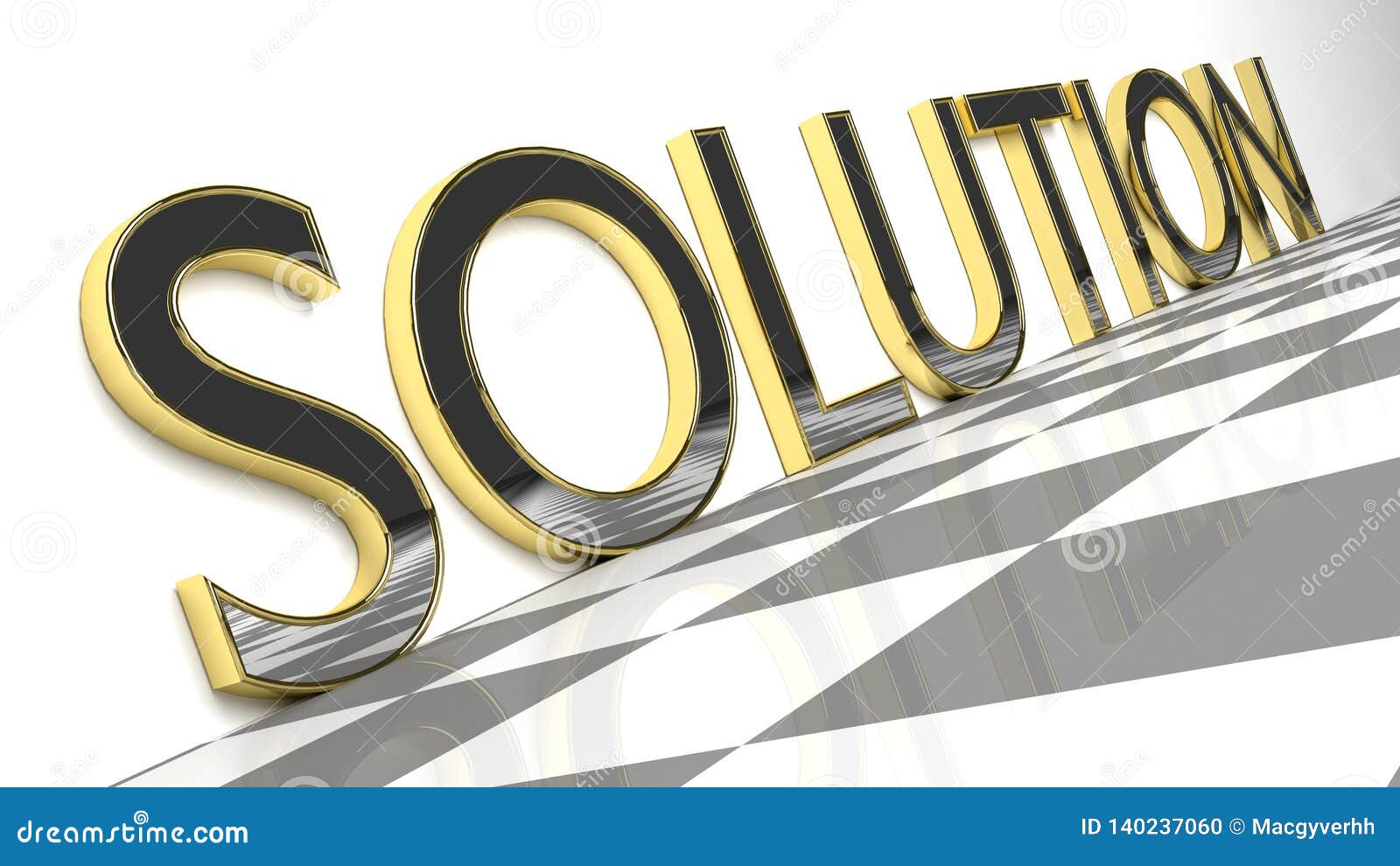 Solution Sign in Gold and Glossy Letters Stock Illustration ...