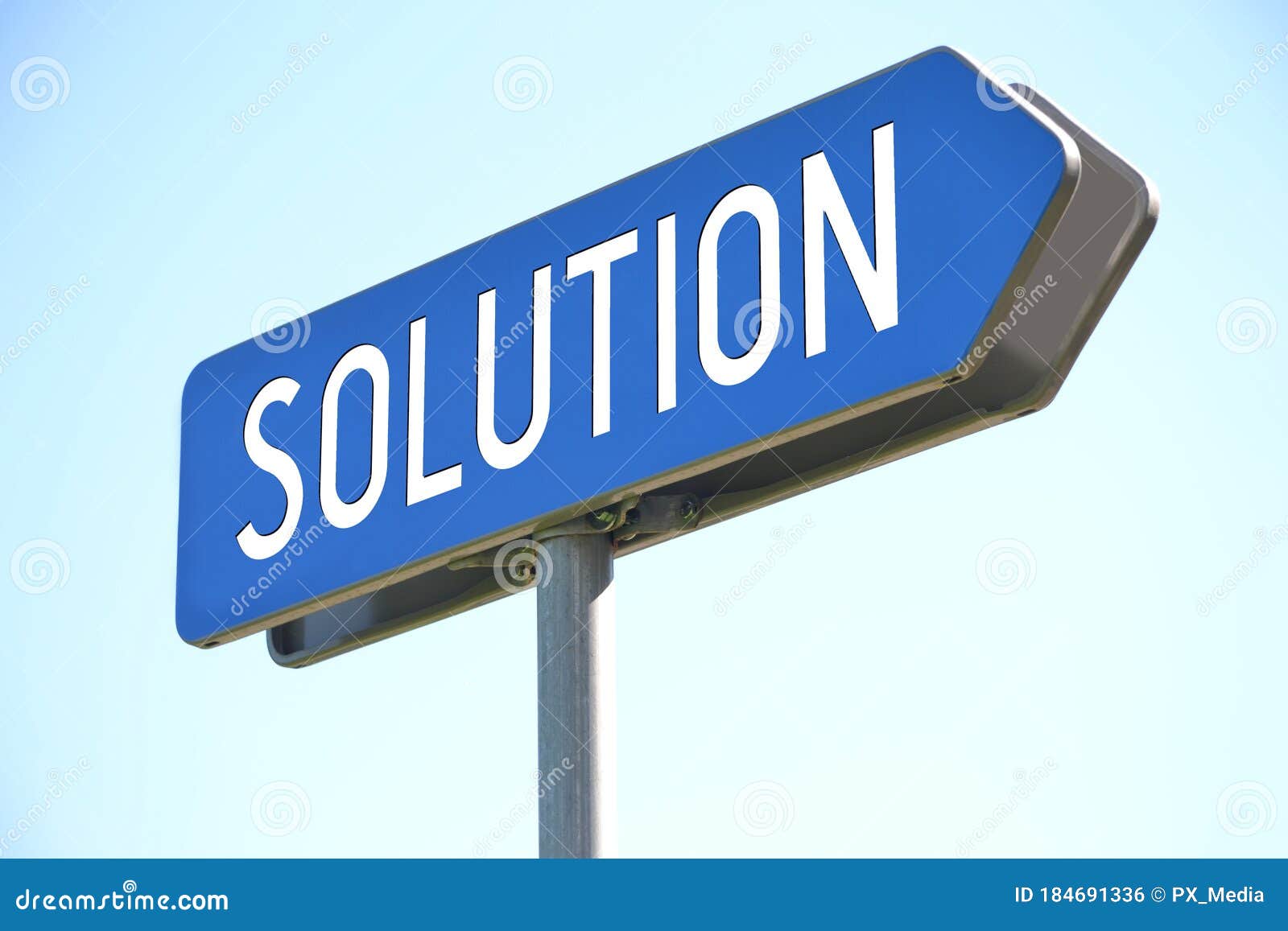 Solution - Blue Signpost, Sky Stock Photo - Image of support, word ...