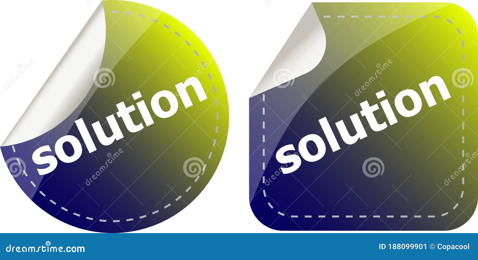 Solution Stickers Set, Icon Button Isolated on White Stock Illustration ...