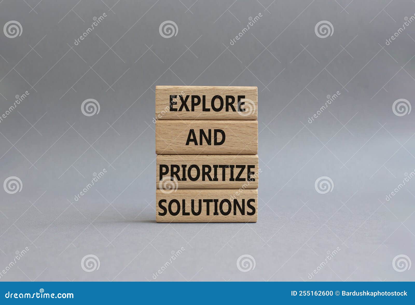 Solution Symbol. Wooden Blocks with Words Explore and Prioritize ...
