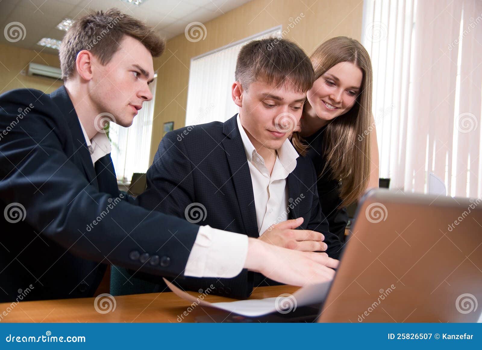 Solution of Tasks on Laptop of Group of Young Stock Image - Image of ...
