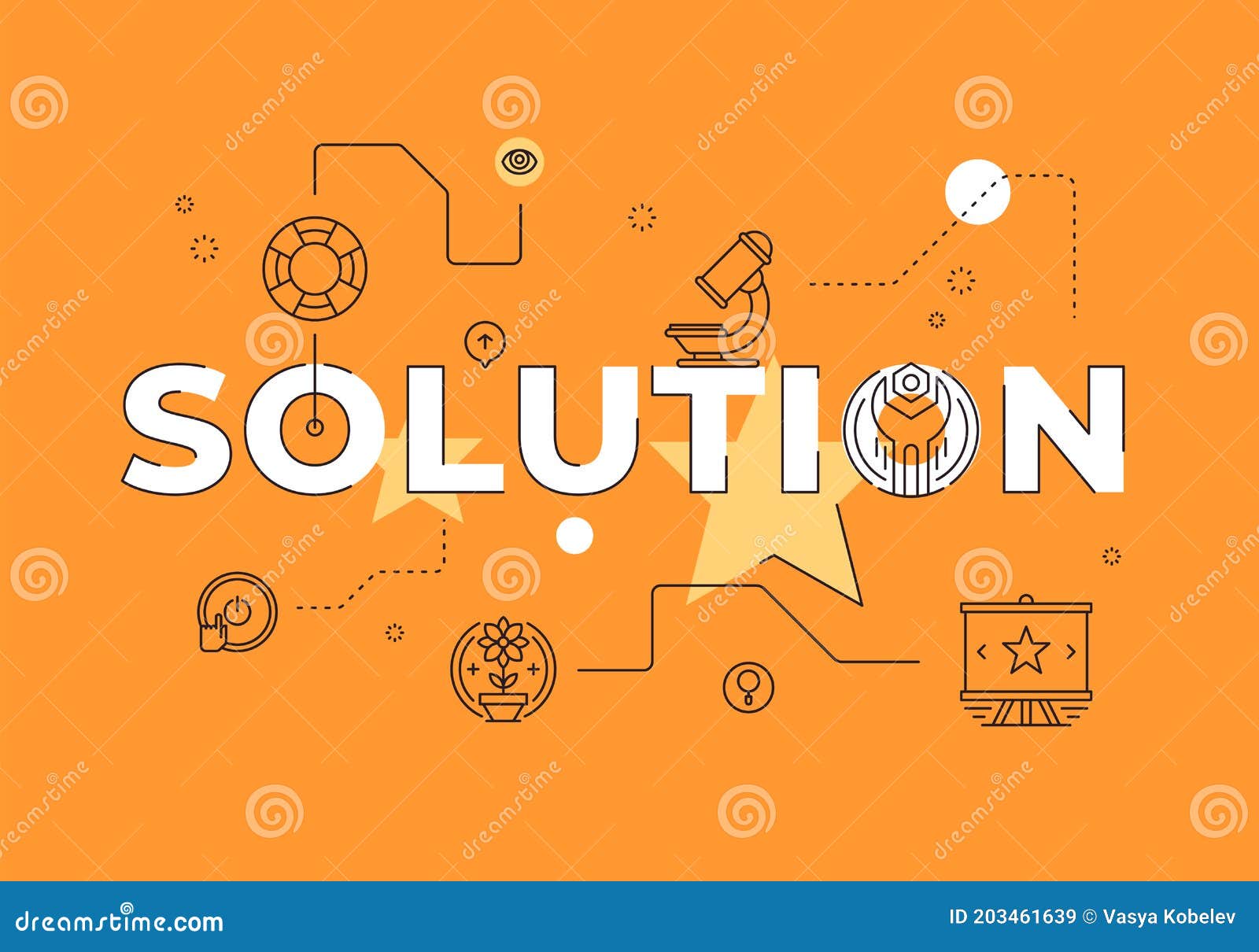 Solution Text Concept Modern Flat Style Vector Illustration Red Banner ...
