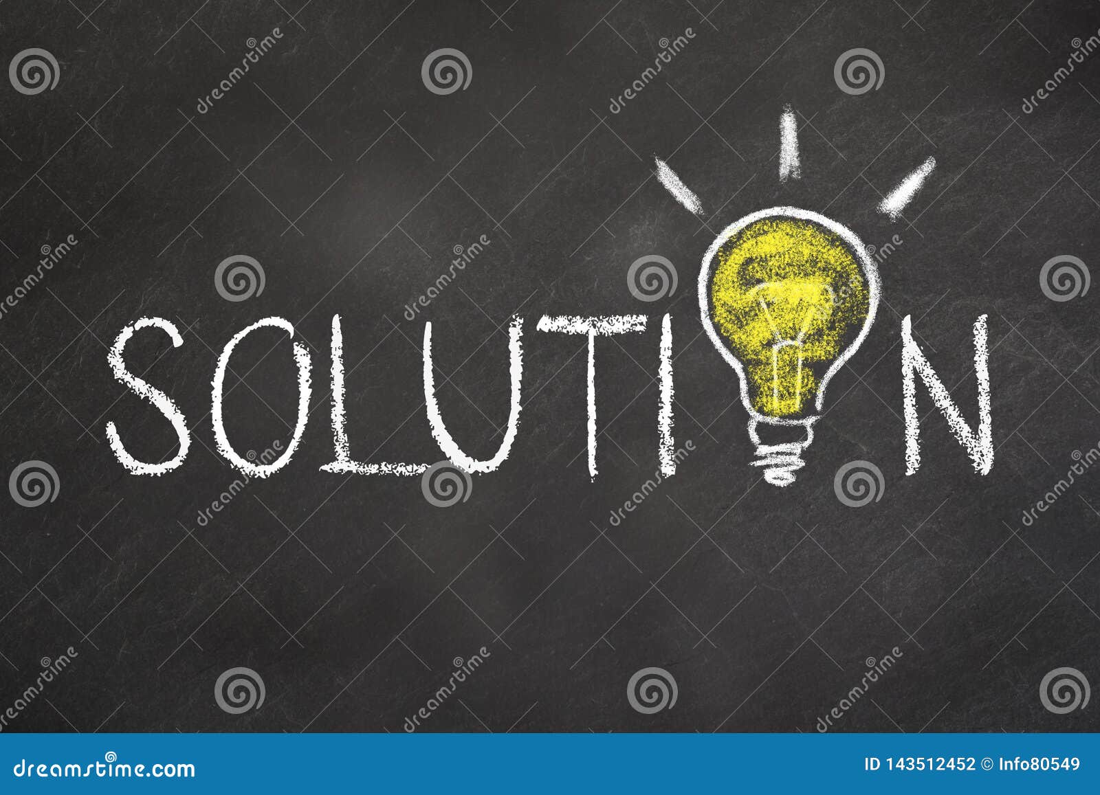 `Solution` Text with an Idea Light Bulb on Chalk Board Stock ...