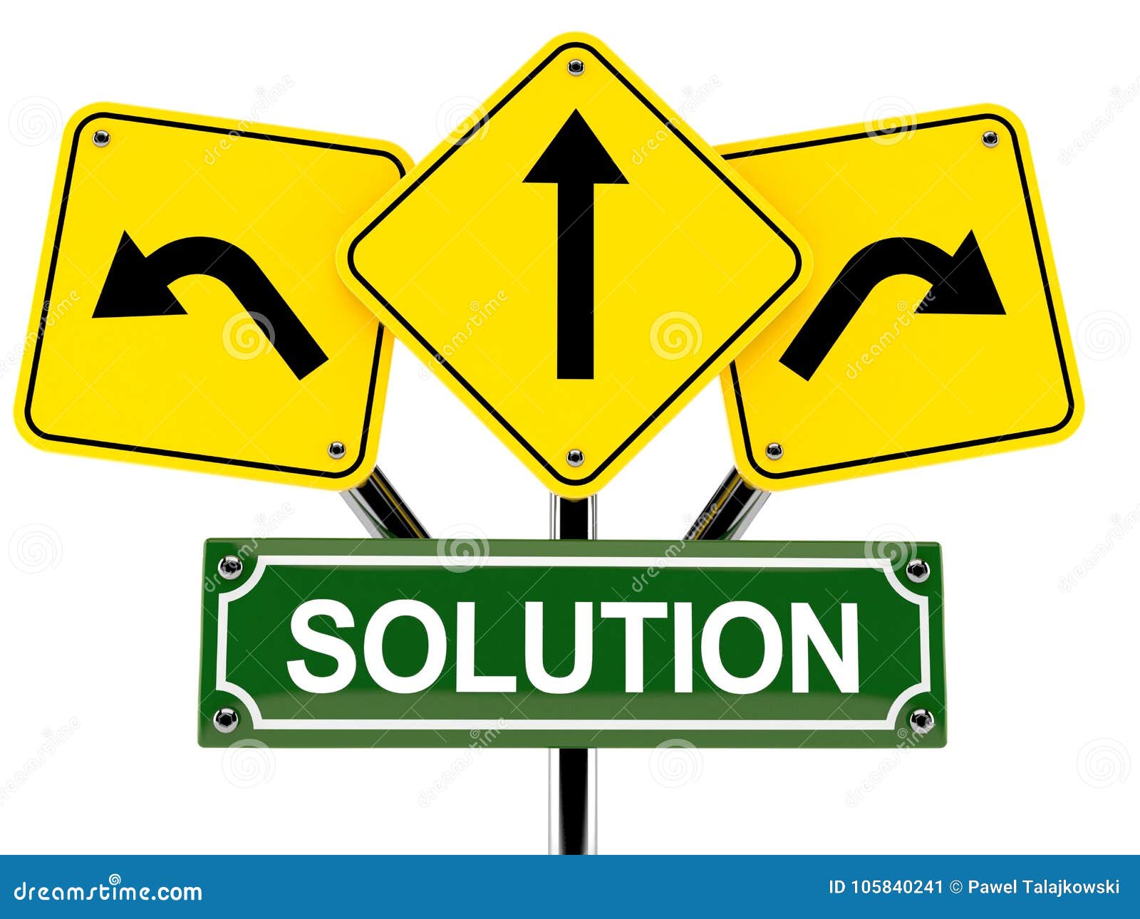 Solution Text with Road Signs Stock Illustration - Illustration of ...