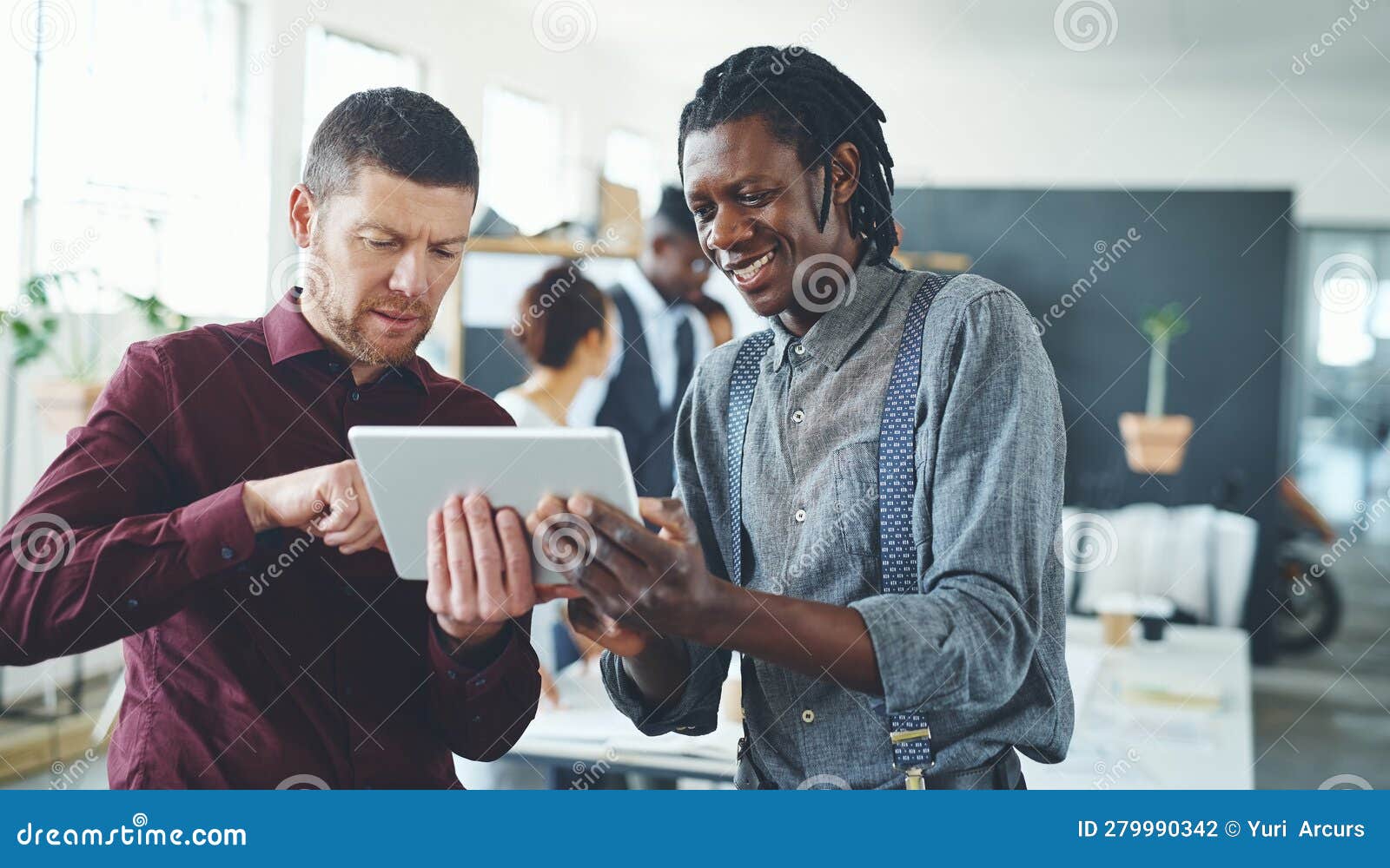 The Solution is To Use Online Tools. Two Businesspeople Working ...