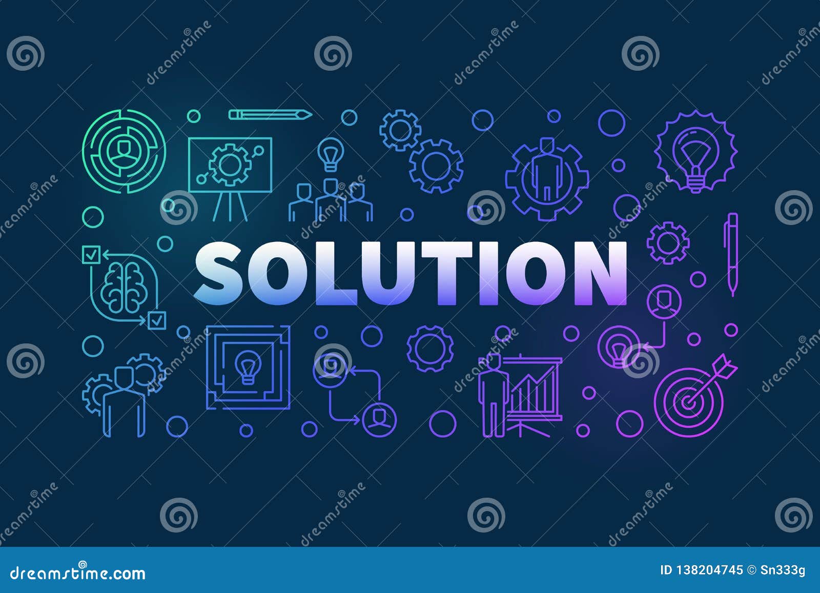 Solution Vector Colored Outline Banner or Illustration Stock Vector ...