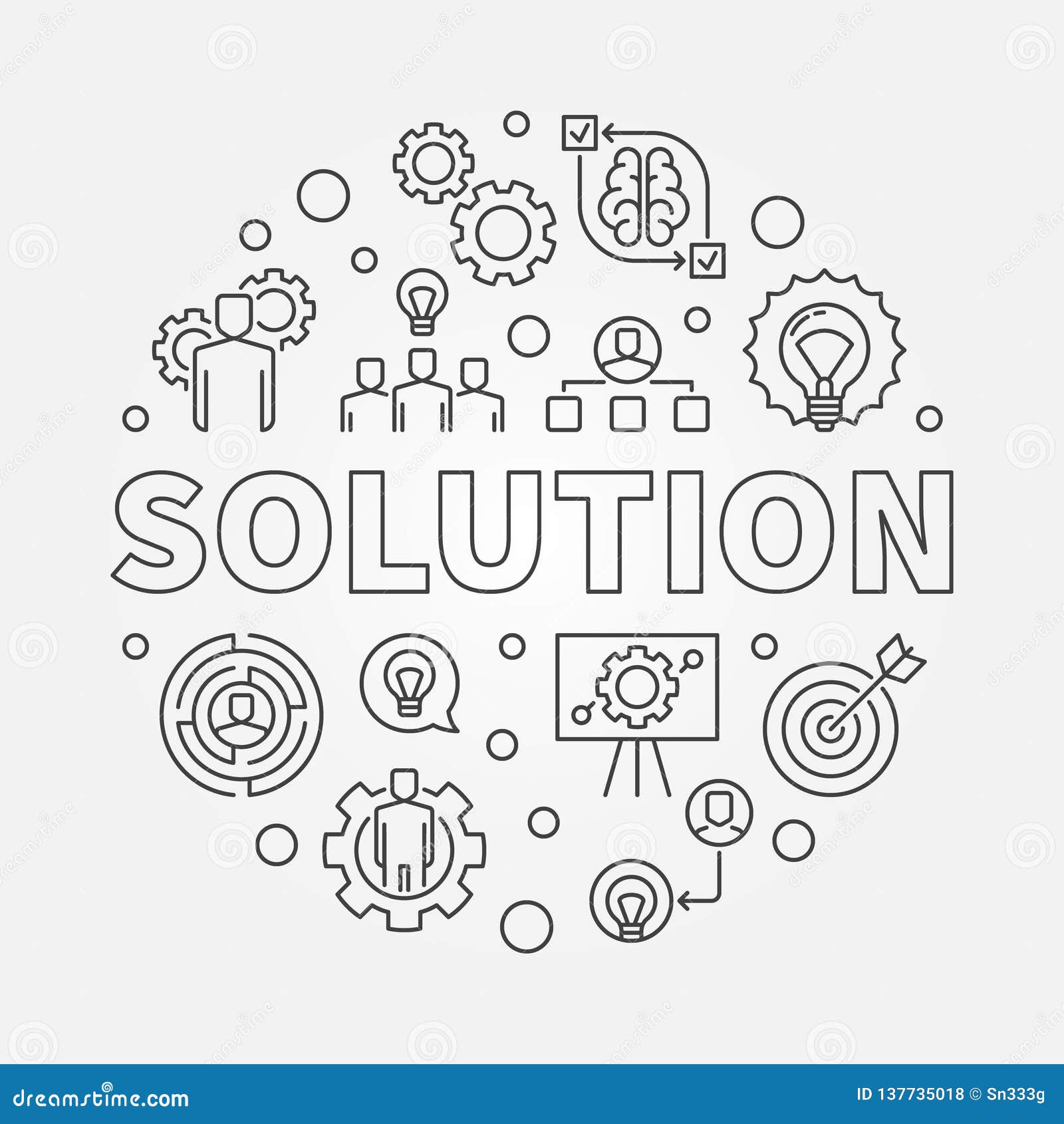Solution Vector Round Illustration in Outline Style Stock Vector ...