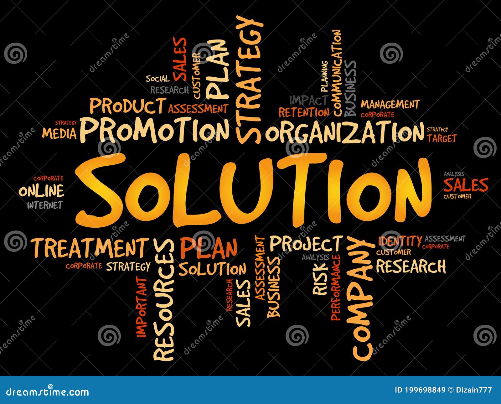 Solution word cloud stock illustration. Illustration of concept - 199698849