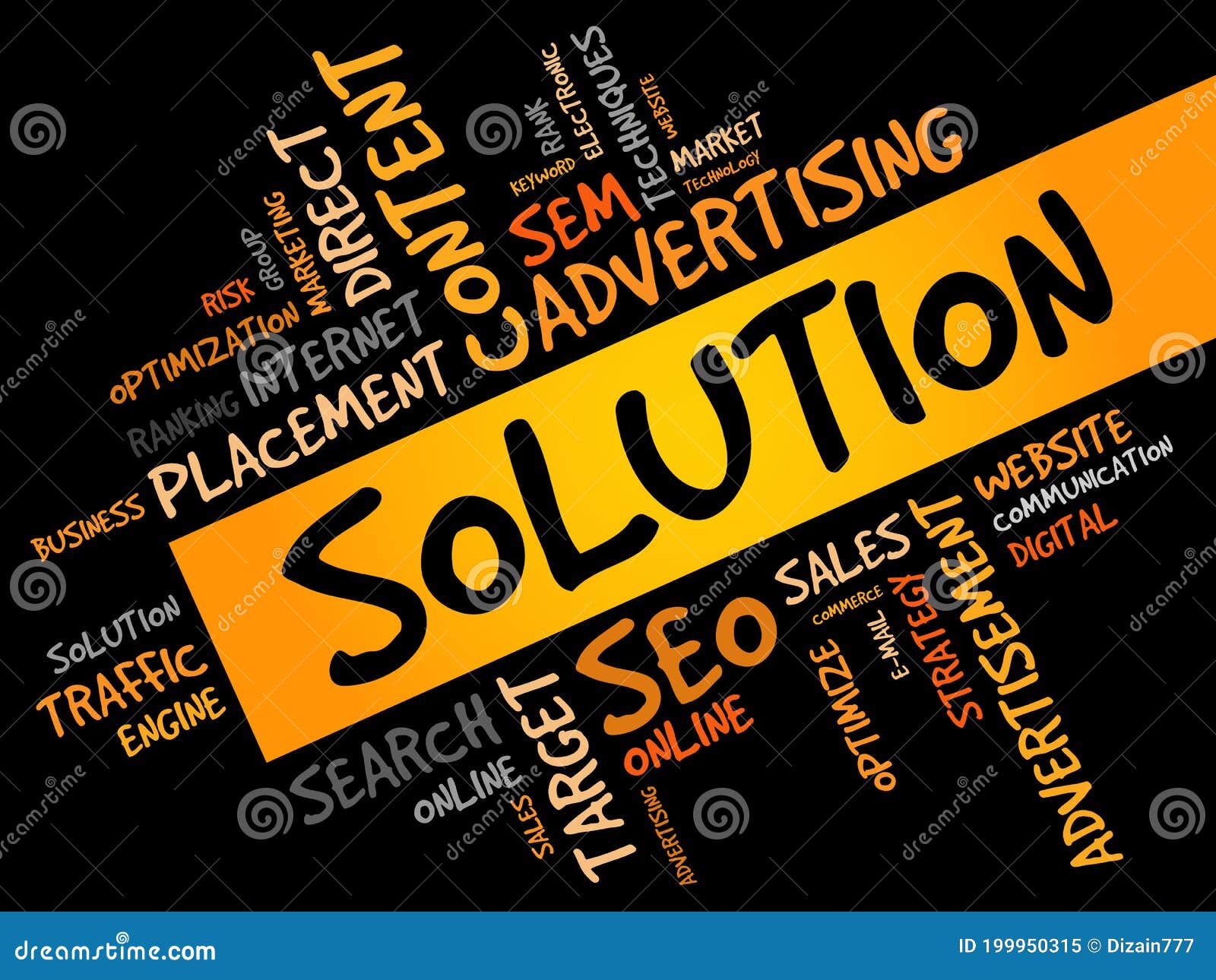 SOLUTION word cloud stock illustration. Illustration of solution ...