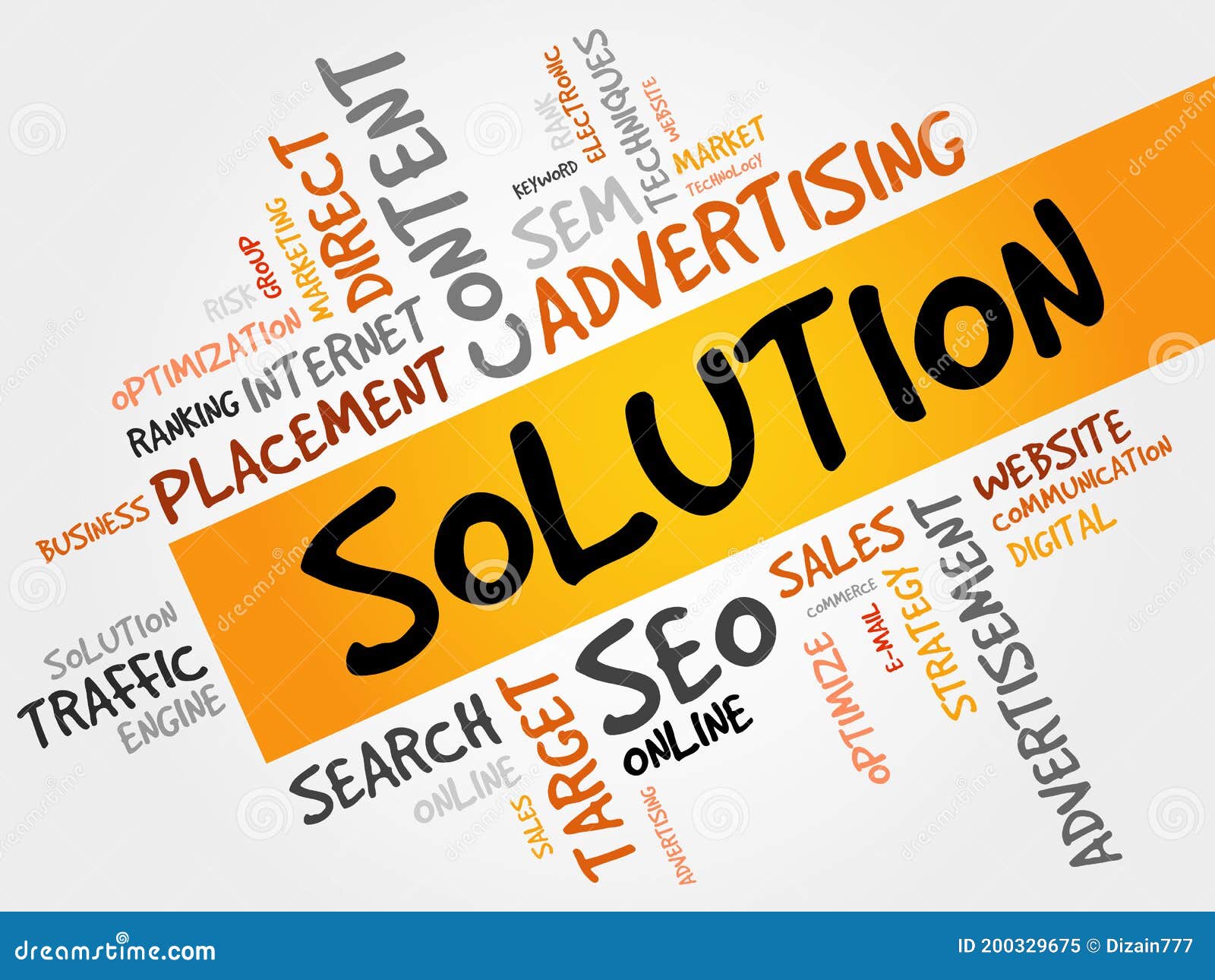 SOLUTION word cloud stock illustration. Illustration of logic - 200329675