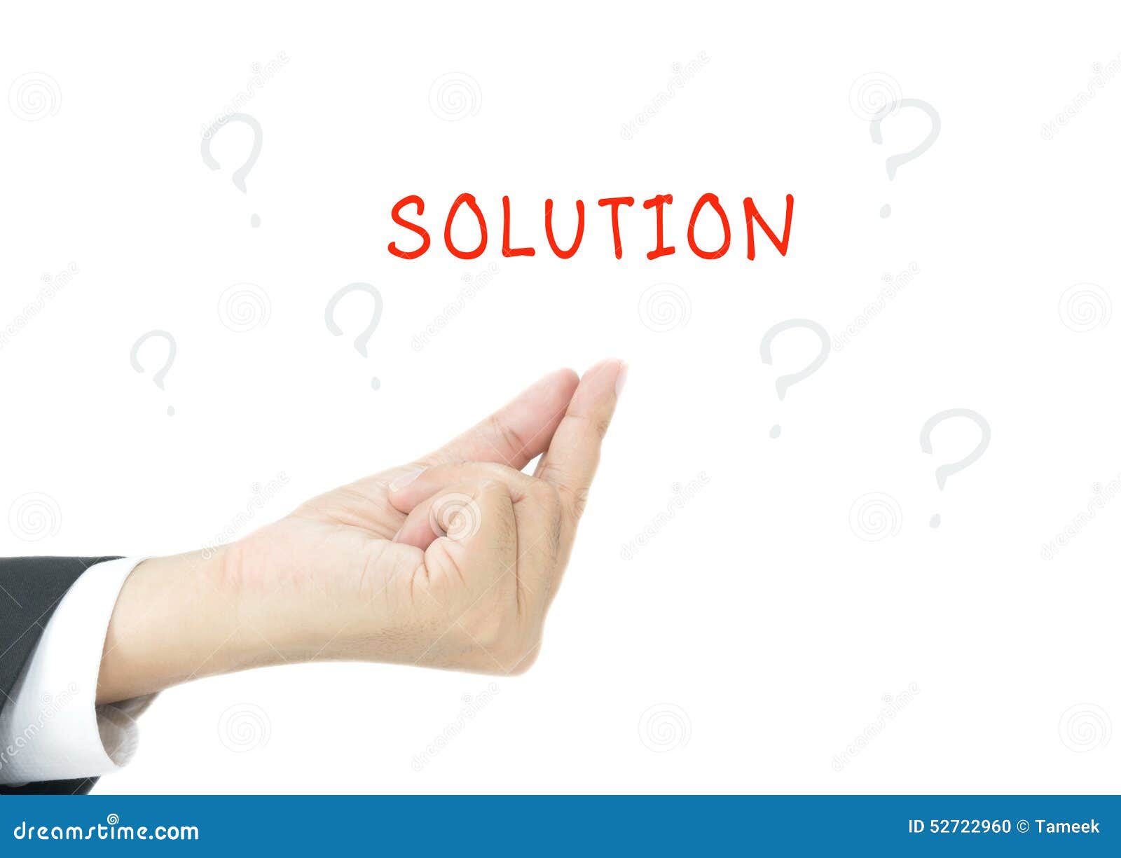 Solution word with hand stock photo. Image of problem - 52722960