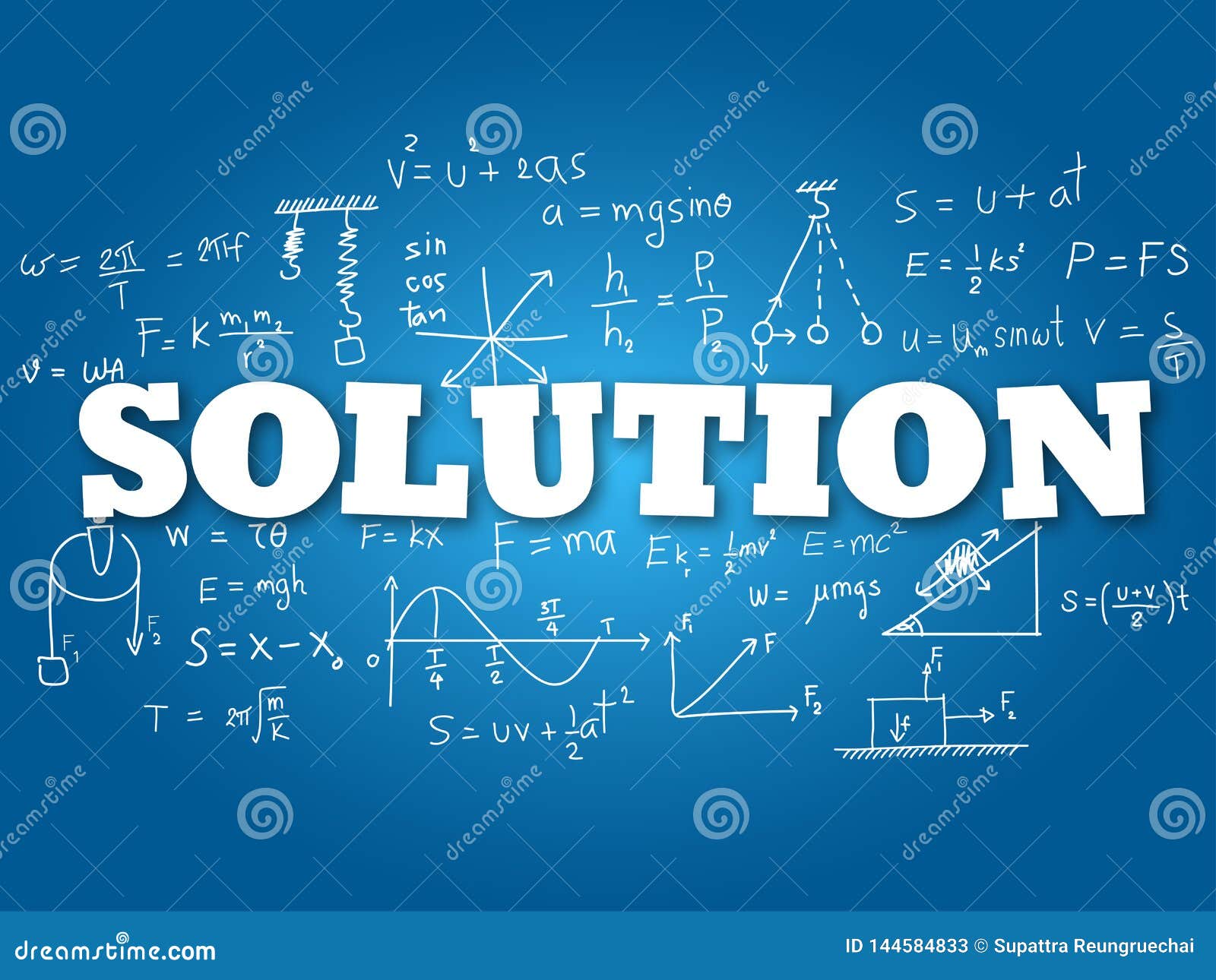 Solution Word on Light Blue Background. Vector Illustration Stock ...