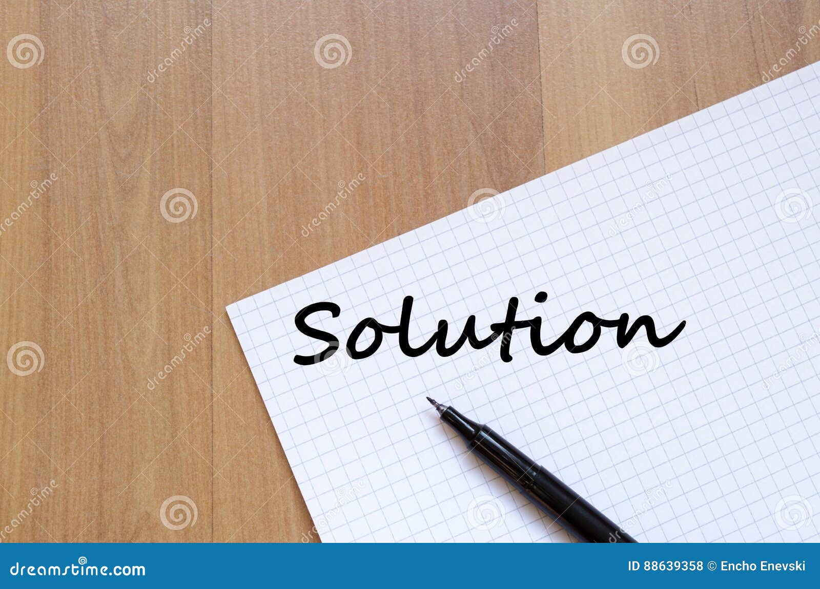 Solution write on notebook stock photo. Image of invention - 88639358