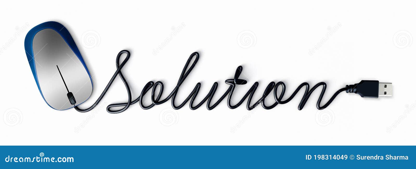 Solution Written with a Wire of a Computer Mouse. 3d Illustration ...