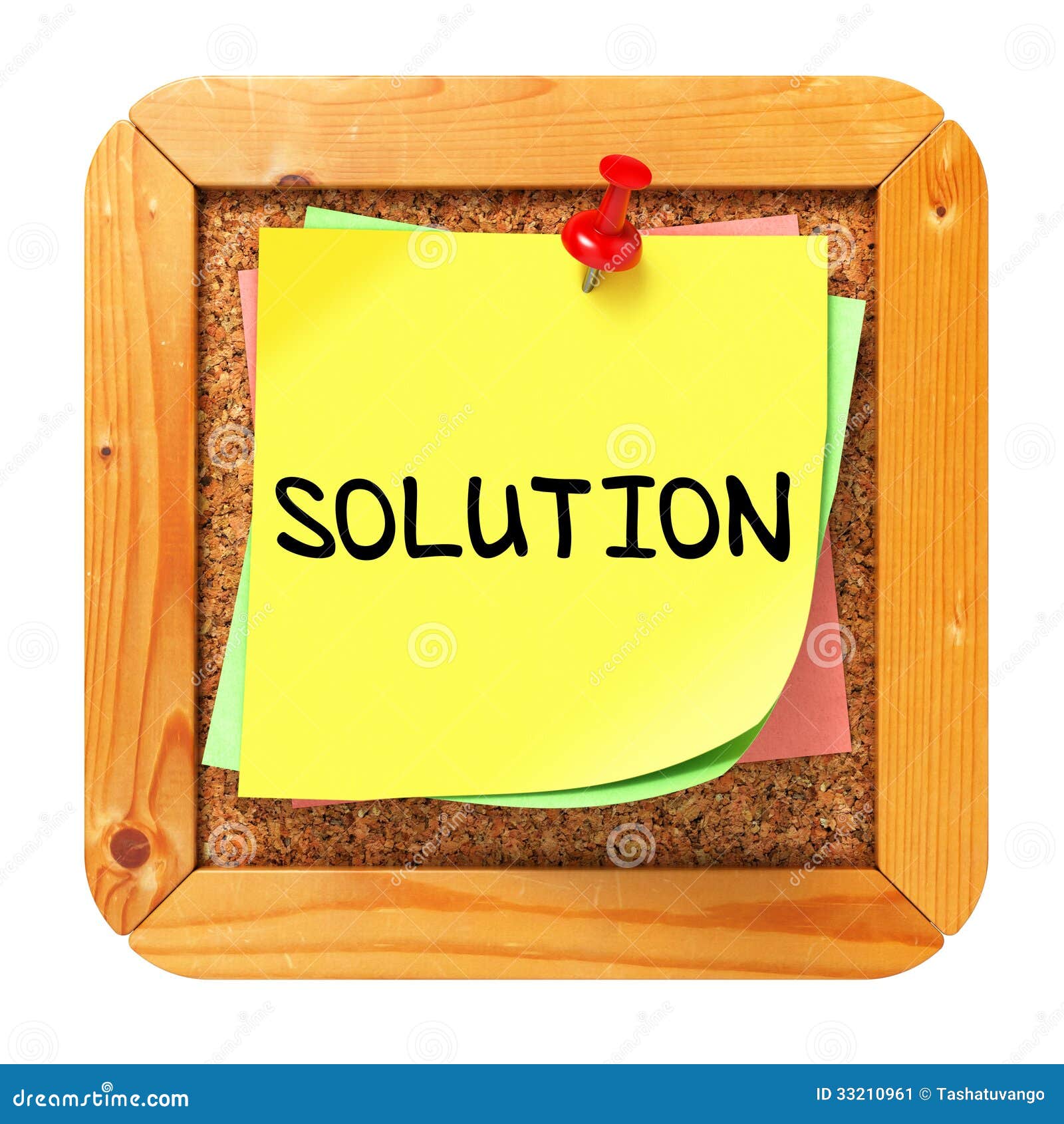 Solution. Yellow Sticker on Bulletin. Stock Image - Image of efficiency ...
