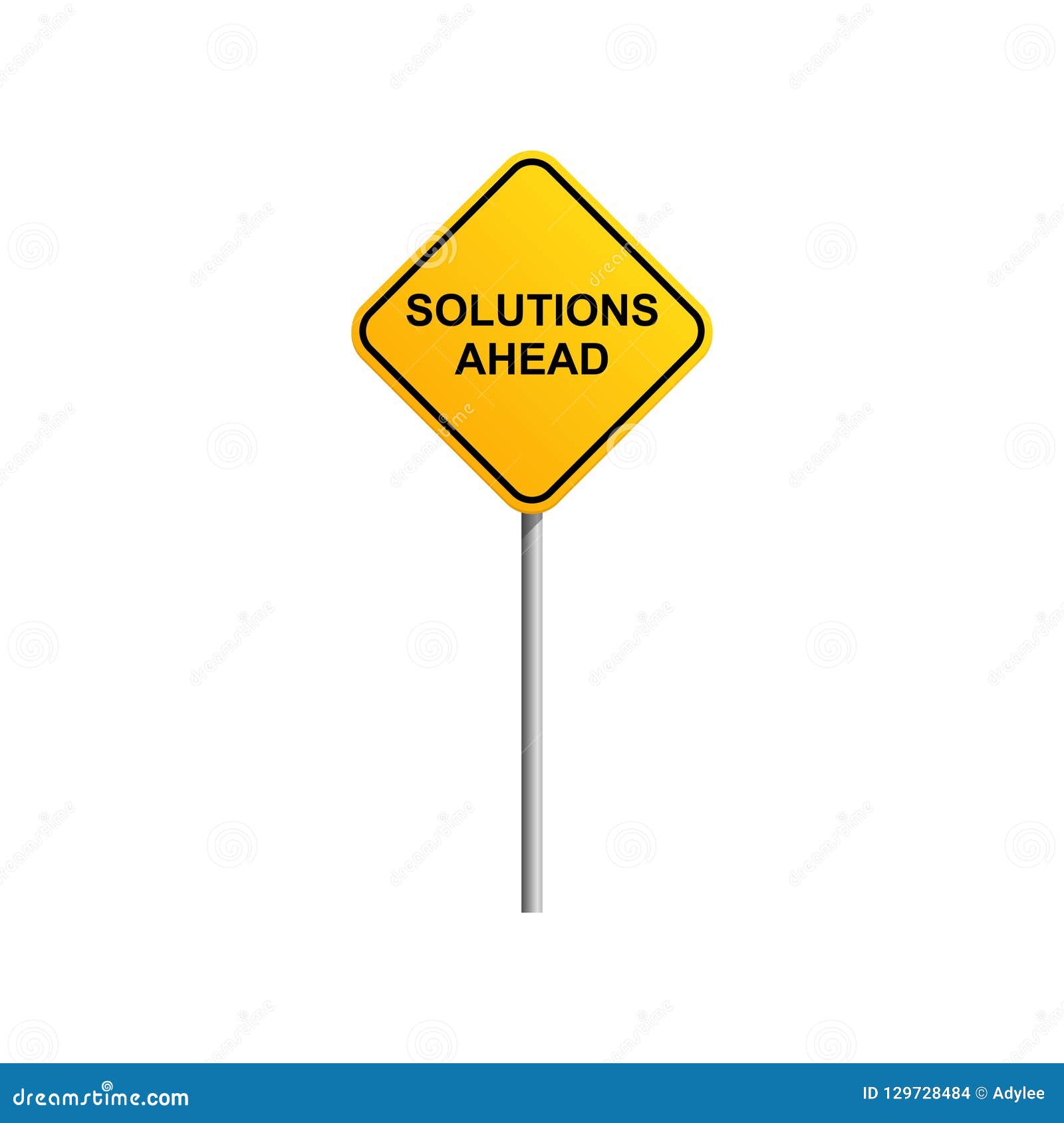 Solutions Ahead Road Sign with Blue Sky and Cloud Background Stock ...