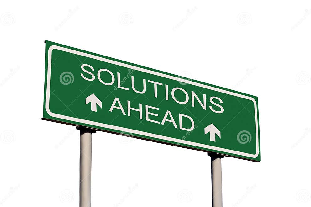 Solutions Ahead Road Sign Isolated Stock Illustration - Illustration of ...