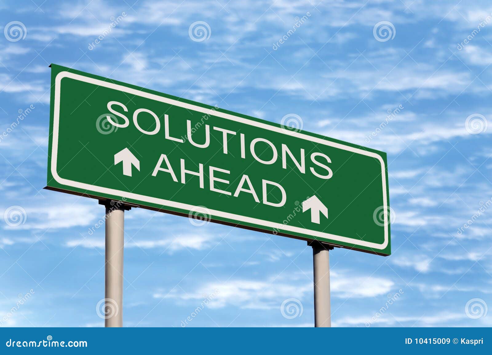 Solutions Ahead Road Sign Sky Signpost Clouds Stock Illustration ...