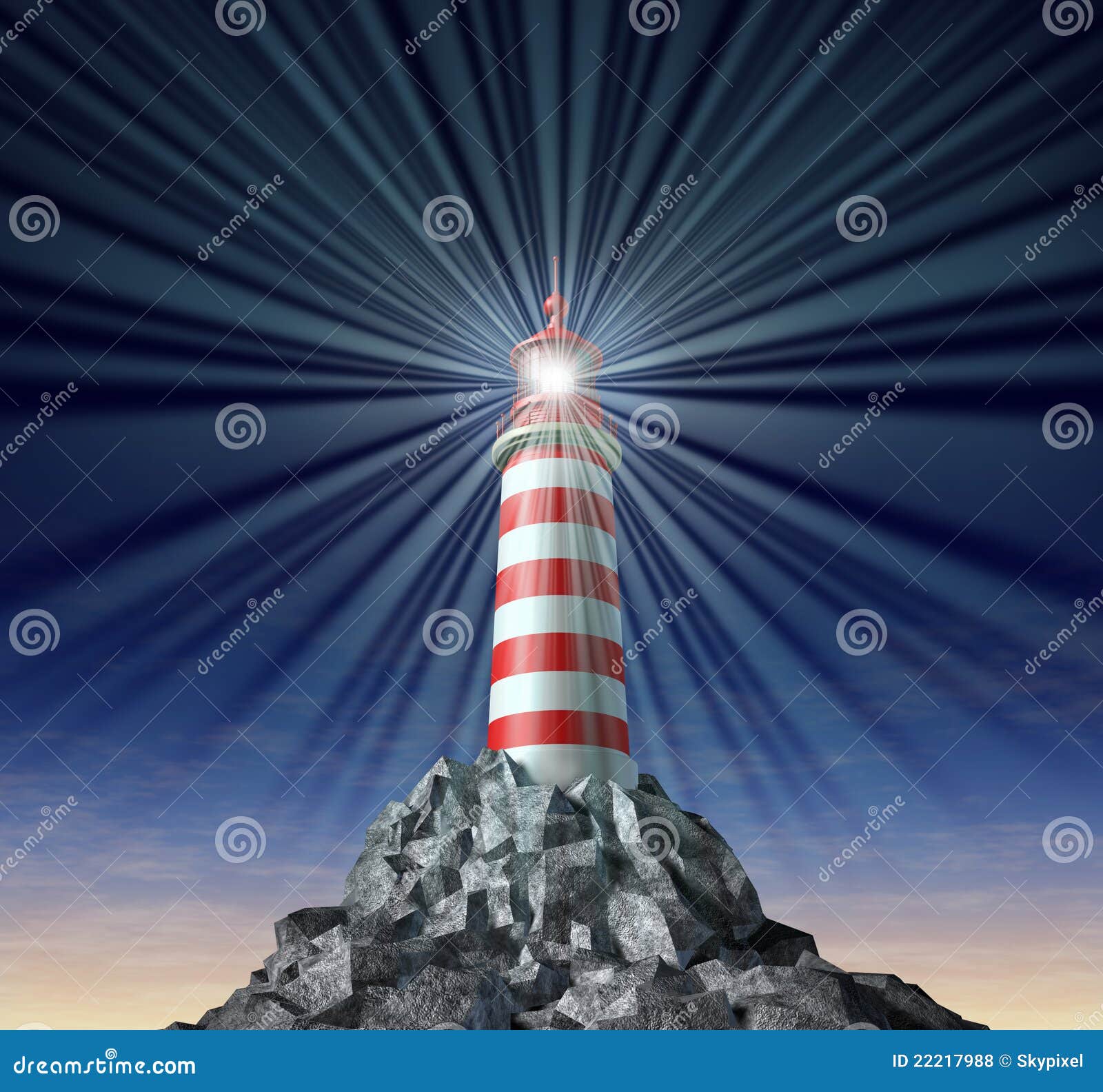 Solutions with a Beaming Lighthouse Symbol Stock Illustration ...