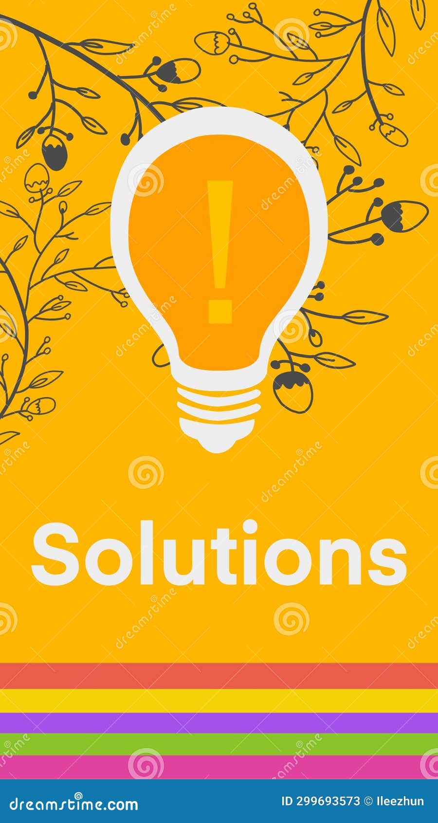 Solutions Bulb Yellow Orange Floral Element Colorful Text Stock ...