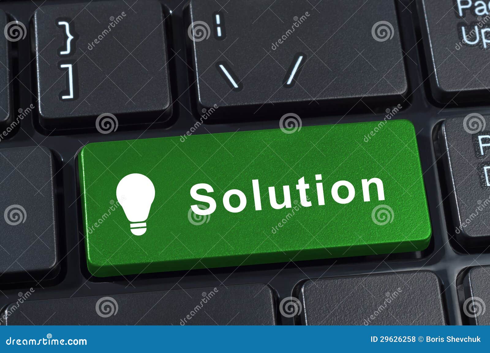 Solutions Button Keyboard with Icon Lightbulb. Stock Illustration ...