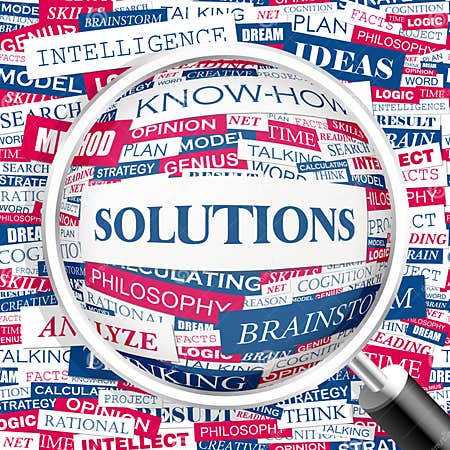 SOLUTIONS stock vector. Illustration of promote, graphic - 35445067