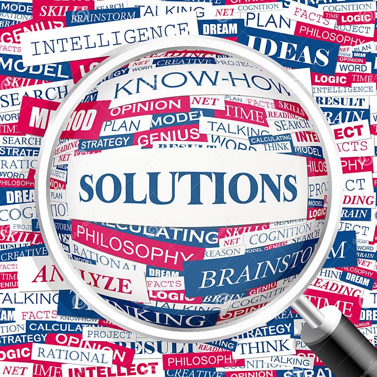 SOLUTIONS stock vector. Illustration of promote, graphic - 35445067