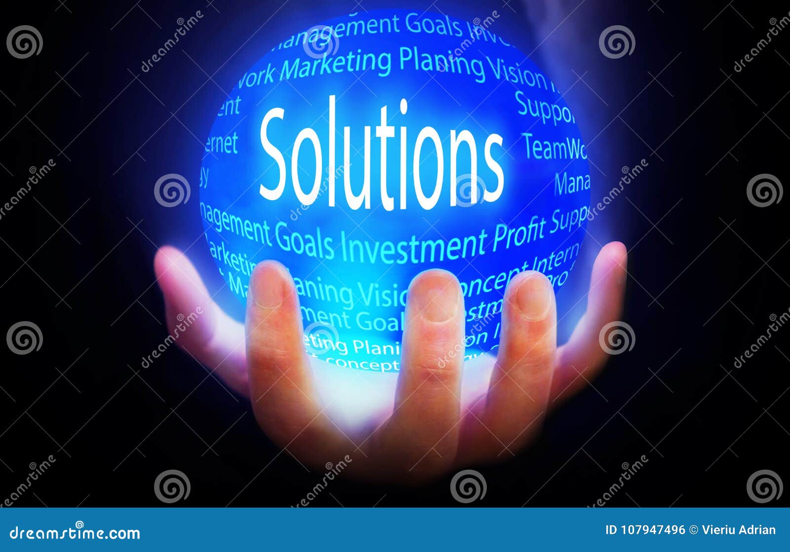 Solutions Globe Blue Background Plan Color Stock Illustration ...