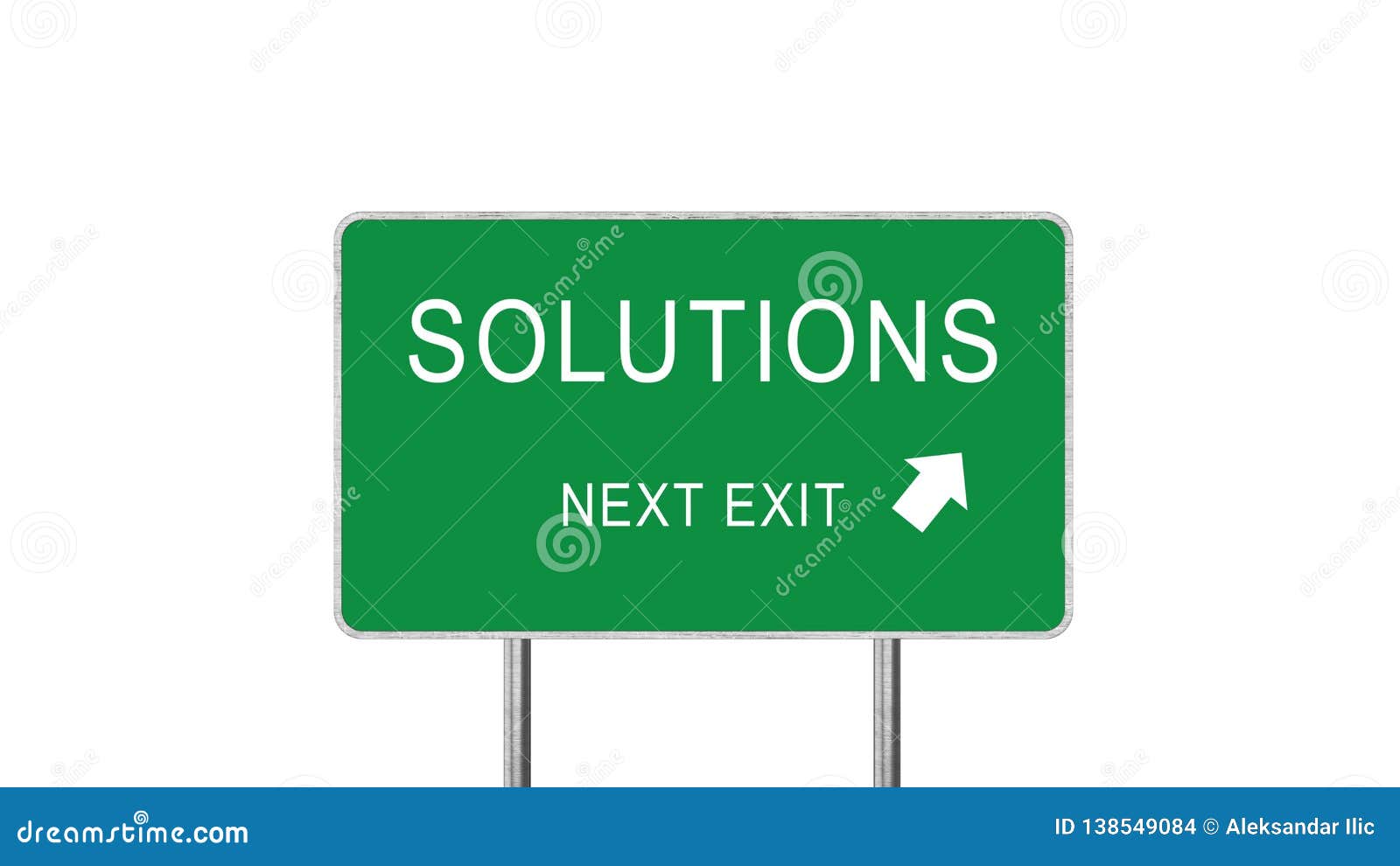 Solutions Next Exit Green Road Sign with Direction Arrow Isolated on ...