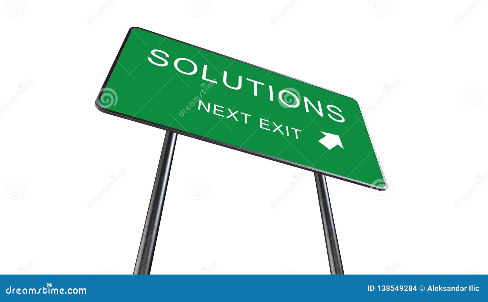 Solutions Next Exit Green Road Sign with Direction Arrow Isolated on ...