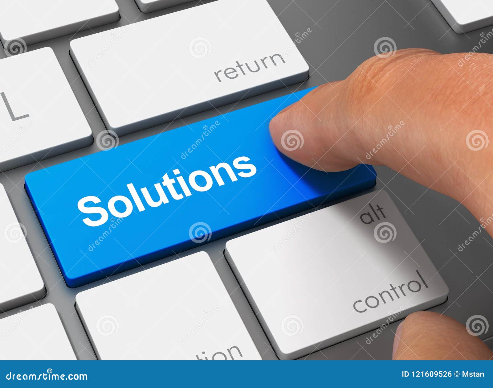 Solutions Pushing Keyboard with Finger 3d Illustration Stock Photo ...