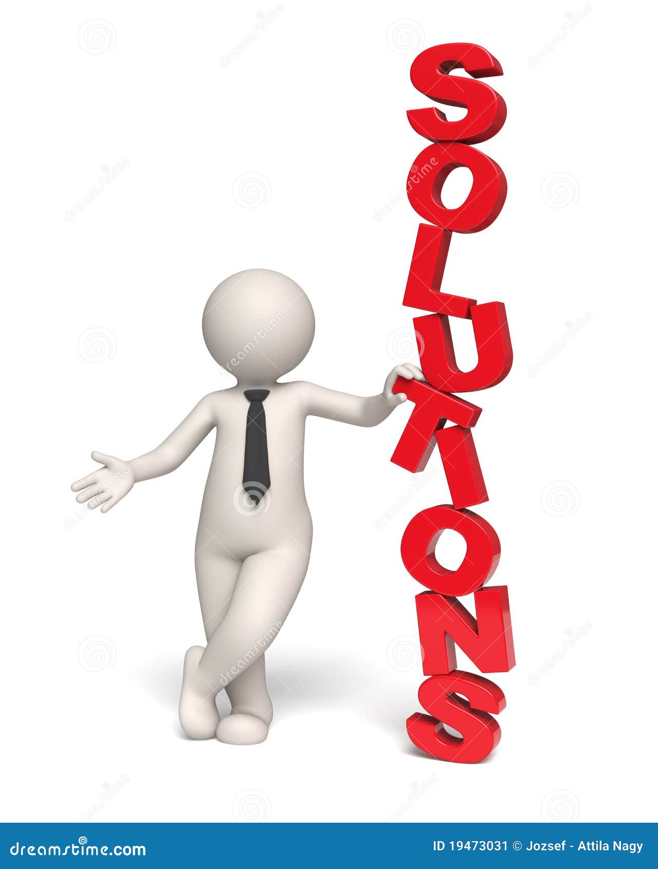 Solutions Text - 3d Business Man Stock Illustration - Illustration of ...