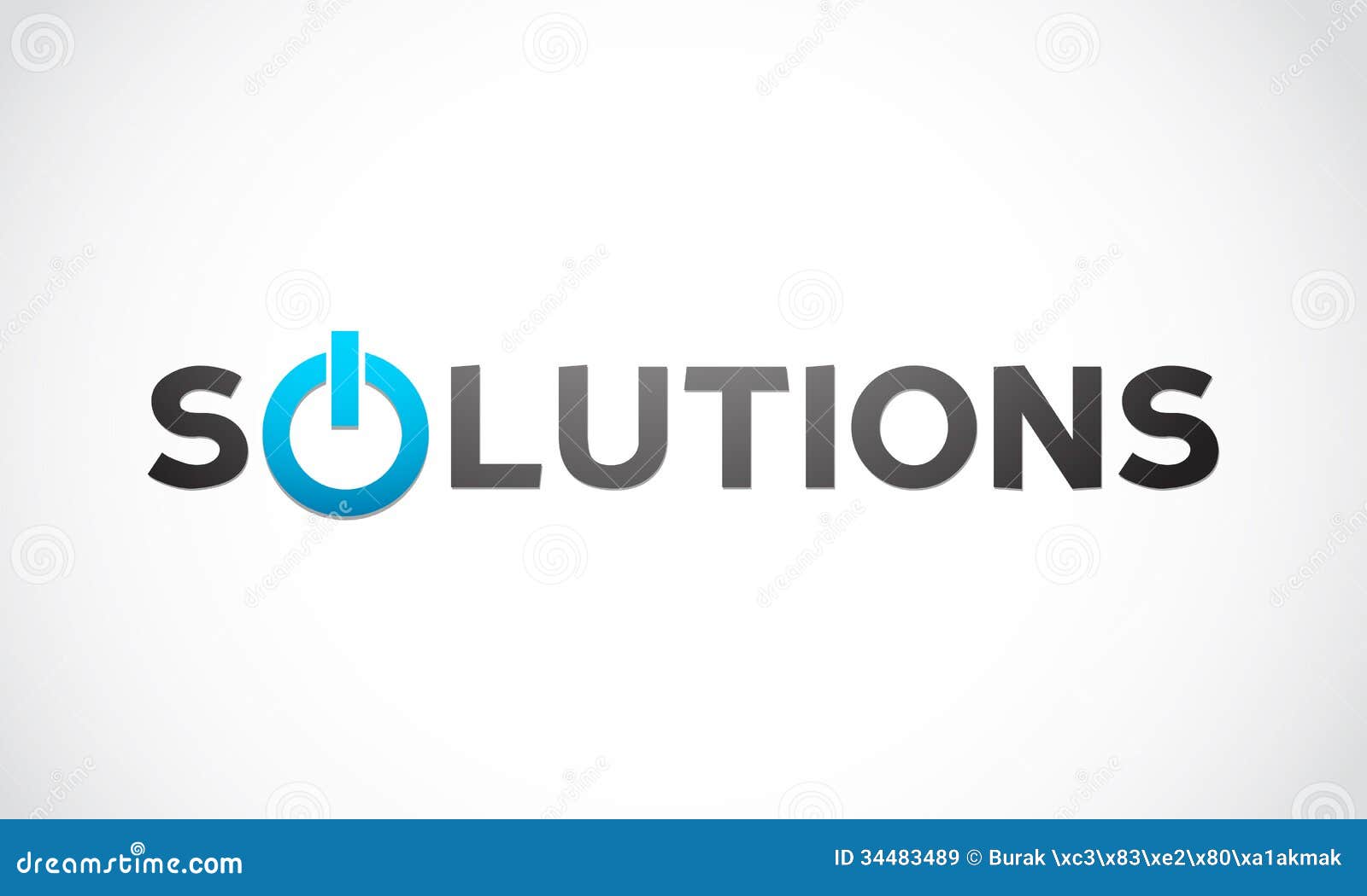 Solutions Word with Power Icon Stock Illustration - Illustration of ...