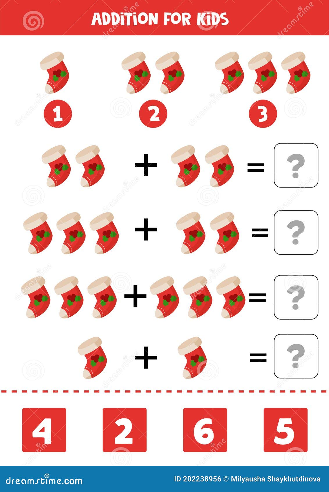 Solve the Math Equation. Cartoon Christmas Sock. Stock Vector ...