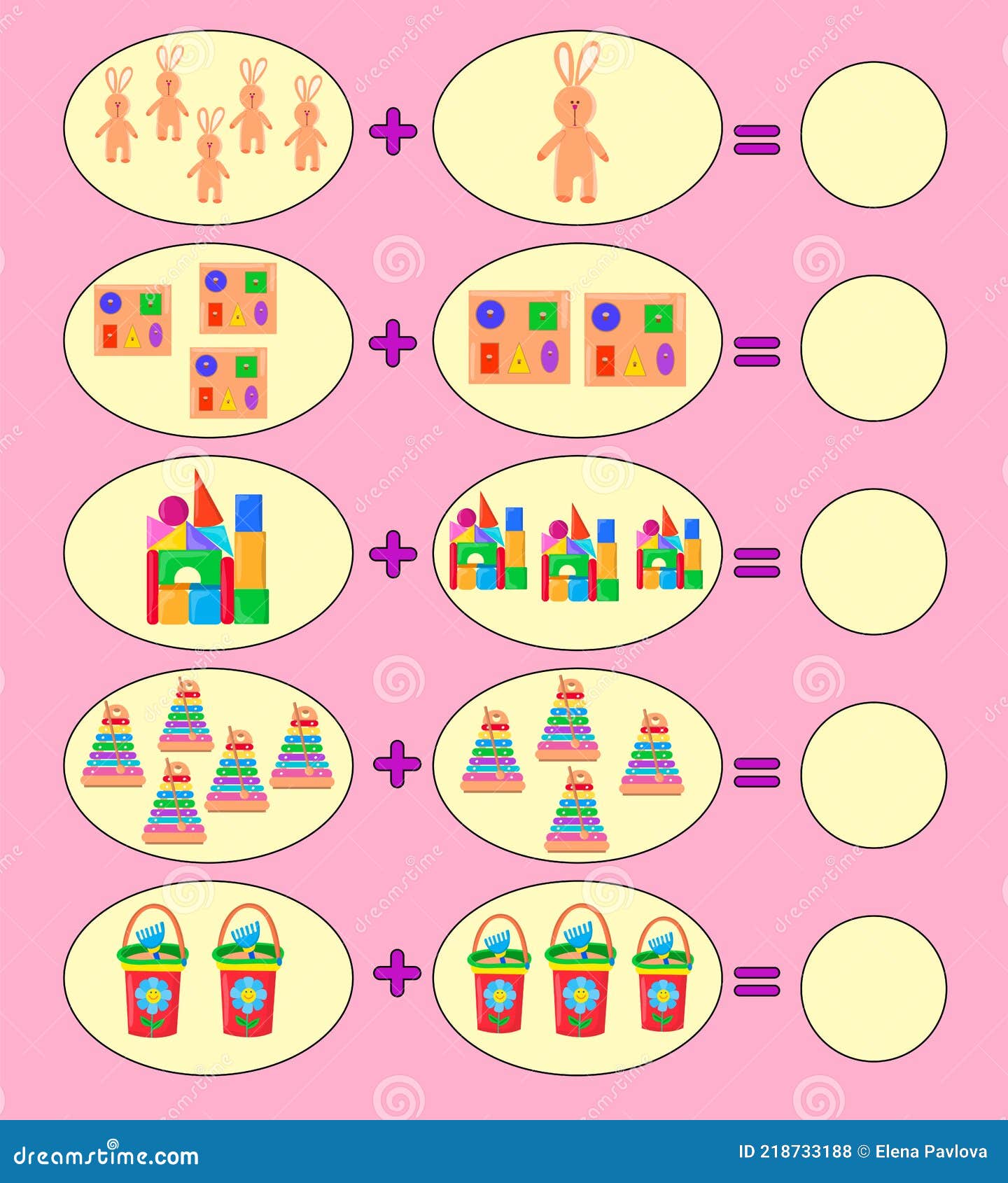 Solve Math Examples for Addition. Fold Different Toys. Educational Game ...
